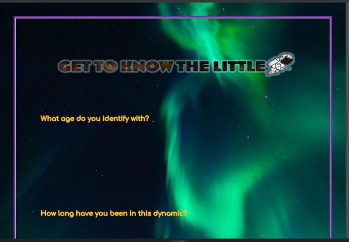 The Little Space Question Sheet (CGL Relationships) - The Kinky Pinky